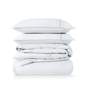 BARE HOME 100% Organic Cotton Percale Duvet Cover And Sham Set - White