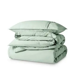 BARE HOME 100% Organic Cotton Percale Duvet Cover And Sham Set - Willow
