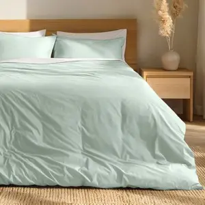 BARE HOME 100% Organic Cotton Percale Duvet Cover And Sham Set - Willow