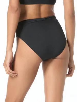 Michael Kors Oval Link Belted High Waist Bikini Bottom - Black