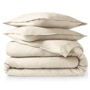 BARE HOME 100% Cotton Flannel Duvet Cover & Sham Set - Sand