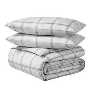 BARE HOME 100% Cotton Flannel Duvet Cover & Sham Set - Tartan Plaid