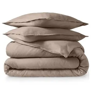 BARE HOME 100% Cotton Flannel Duvet Cover & Sham Set - Taupe