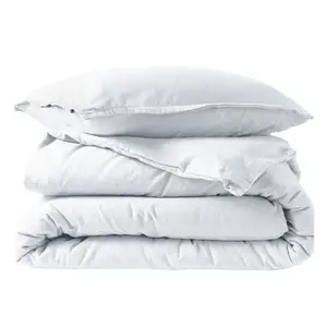 BARE HOME 100% Cotton Flannel Duvet Cover & Sham Set - White