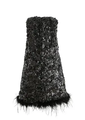 TULLEEN Sequin And Feather Hem Dress