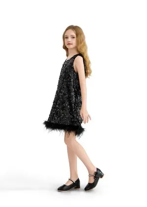 TULLEEN Sequin And Feather Hem Dress