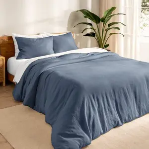 BARE HOME 100% European Linen Duvet Cover And Sham Set