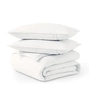 BARE HOME 100% European Linen Duvet Cover And Sham Set - White