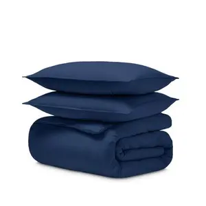 BARE HOME Organic Cotton Jersey Duvet Cover & Pillowsham Set - Dark Blue