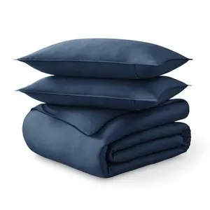 BARE HOME 400 Thread Count Organic Cotton Sateen Duvet Cover And Sham Set - Bering Sea