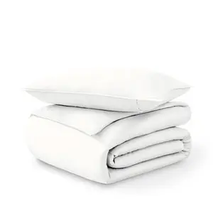 BARE HOME 400 Thread Count Organic Cotton Sateen Duvet Cover And Sham Set - White