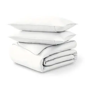 BARE HOME 400 Thread Count Organic Cotton Sateen Duvet Cover And Sham Set - White