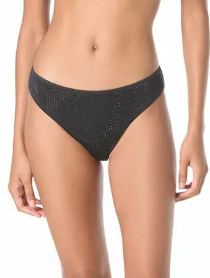 Michael Kors Rhinestone Studded Solids Bikini Bottom - Black