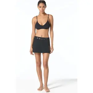 Michael Kors Oval Link Crepe Solids Coverup Skirt - Black
