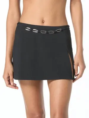Michael Kors Oval Link Crepe Cover-up Skirt - Black