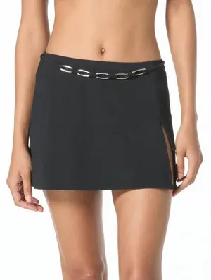 Michael Kors Oval Link Crepe Cover-up Skirt - Black