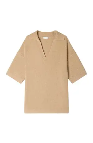 Sandro Jute-effect Polo Shirt - Beige