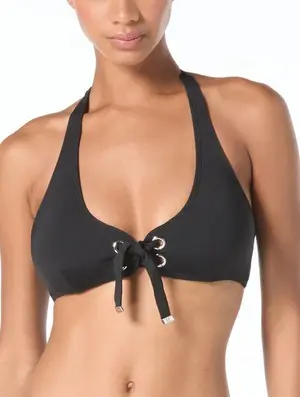 Michael Kors Halter Bikini Top With Grommet Detail