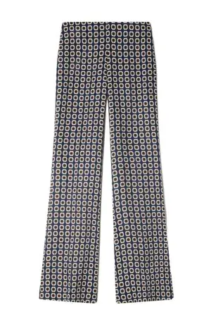 Sandro Floral-print Flared Trousers - Deep Blue/ocher