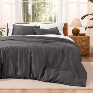 BARE HOME Tencel Lyocell Duvet Cover Set - Forged Iron Grey