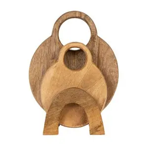 STORIED HOME 3-piece Round Mango Wood Cutting Boards