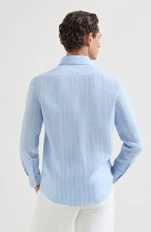 Brunello Cucinelli Chalk Stripe Shirt - Azure