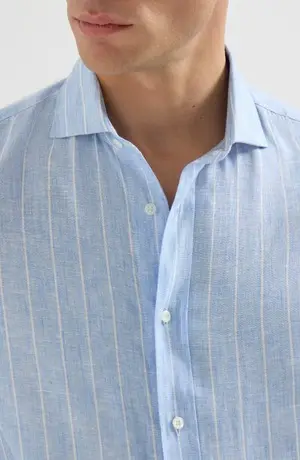 Brunello Cucinelli Chalk Stripe Shirt - Azure
