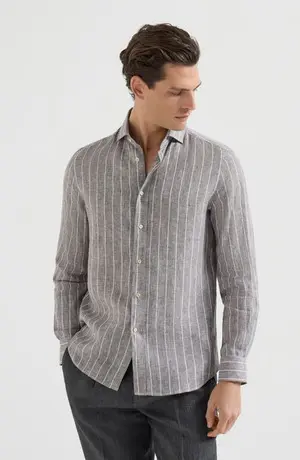 Brunello Cucinelli Chalk Stripe Shirt - Hazelnut