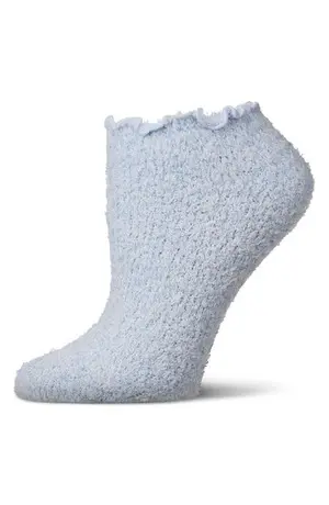 MEMOI Buttersoft Scalloped Edge Ankle Socks - Blue