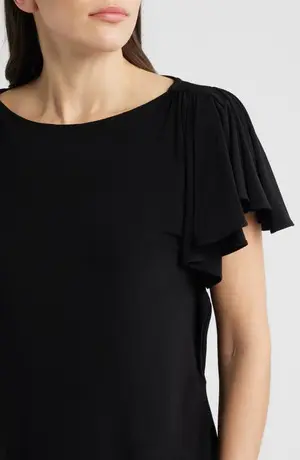 Anne Klein Cascade Flutter Sleeve Top - Anne Black