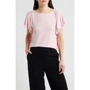 Anne Klein Cascade Flutter Sleeve Top Rose Water