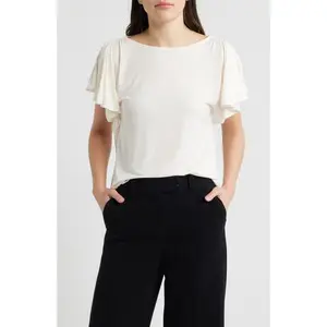 Anne Klein Cascade Flutter Sleeve Top - White Dove
