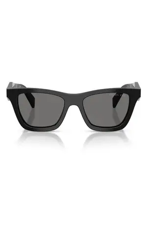 Prada 52mm Polarized Butterfly Sunglasses - Black/dark Grey Polar