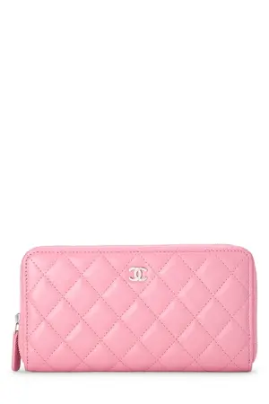 Chanel Lambskin Zip Around Wallet - Pink