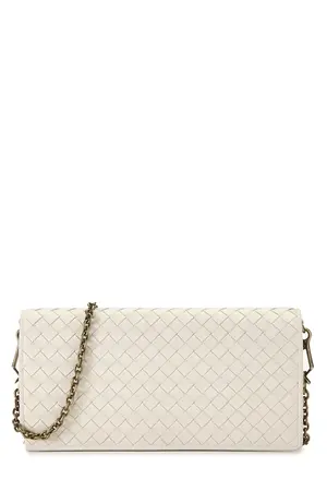 Bottega Veneta Intrecciato Wallet On Chain - White