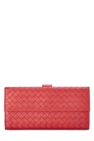 Bottega Veneta Intrecciato Long Wallet - Red