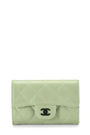 Chanel Lambskin Classic Flap Card Holder - Green