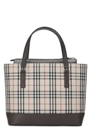 Burberry Check Jacquard Canvas Handbag