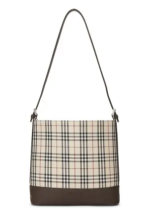 Burberry House Check Jacquard Bucket Shoulder Bag - Brown