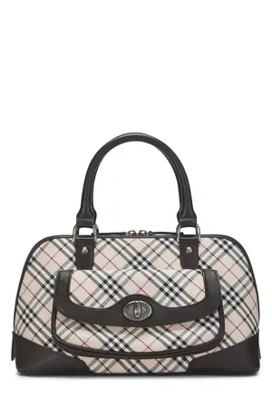 Burberry House Check Jacquard Dome Handbag With Turn Lock - Beige