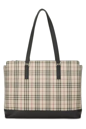 Burberry Check Jacquard Zip Tote - Black