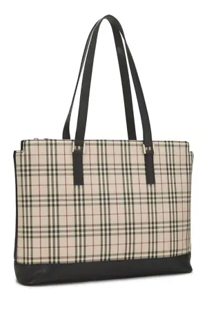 Burberry Check Jacquard Zip Tote