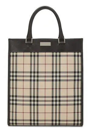 Burberry Check Vertical Tote - Brown