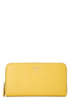 Prada Saffiano Zip Around Wallet - Yellow
