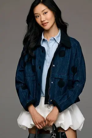 PILCRO The Lexie Cropped Workwear Jacket - Rinsed Denim