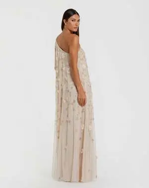 Mac Duggal One Shoulder Floral Embellished Gown
