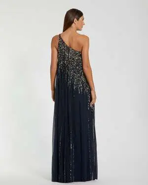 Mac Duggal One Shoulder Embellished Trapeze Gown