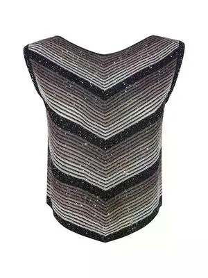 D.exterior Stripe-pattern Top - Black