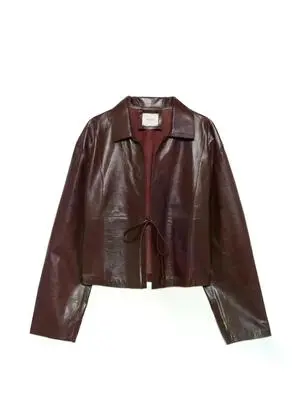 ALYSI Tie-fastening Leather Jacket - Purple