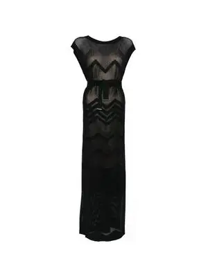 D.exterior Chevron Belted Dress - Black